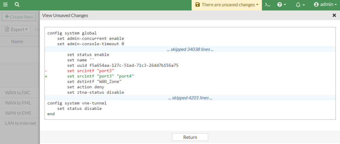 Using configuration save mode | FortiGate / FortiOS 7.4.3 | Fortinet Document Library